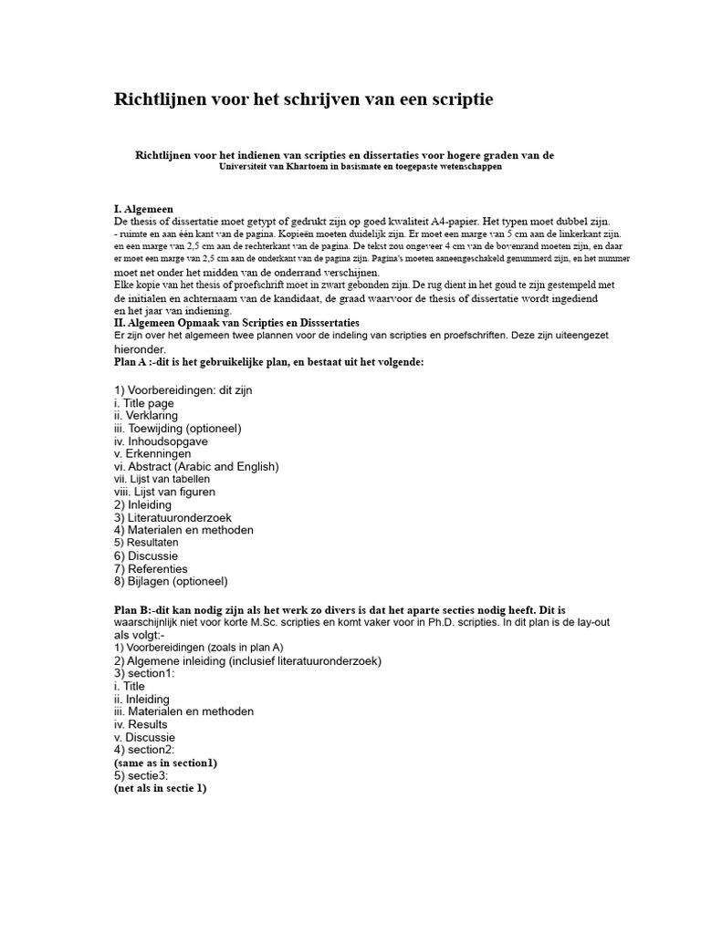 UofK - Richtlijnen Voor Het Schrijven Van Een Scriptie | PDF