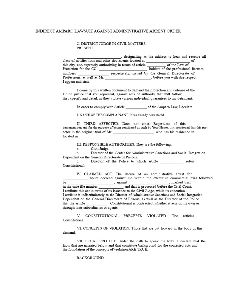 Indirect Amparo Against Arrest Order | PDF | Lawsuit | Contempt Of Court