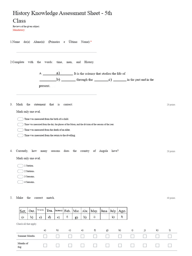 5th Grade History Knowledge Assessment | PDF | Chess Openings | Chess ...