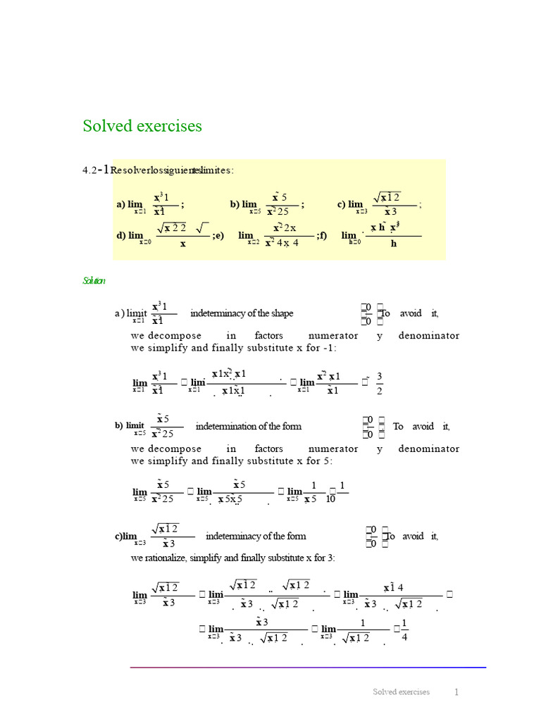 Solved Exercises On Limits | PDF | Discrete Mathematics | Applied ...