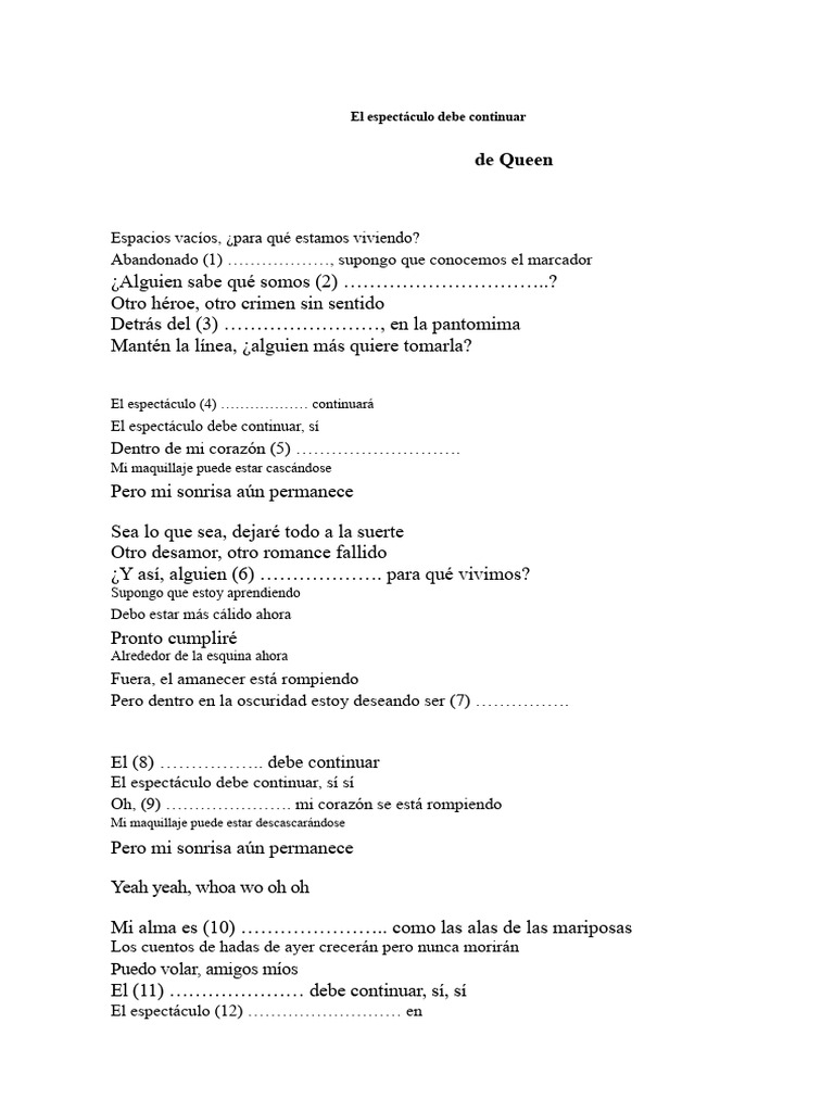 El Espectáculo Debe Continuar | PDF