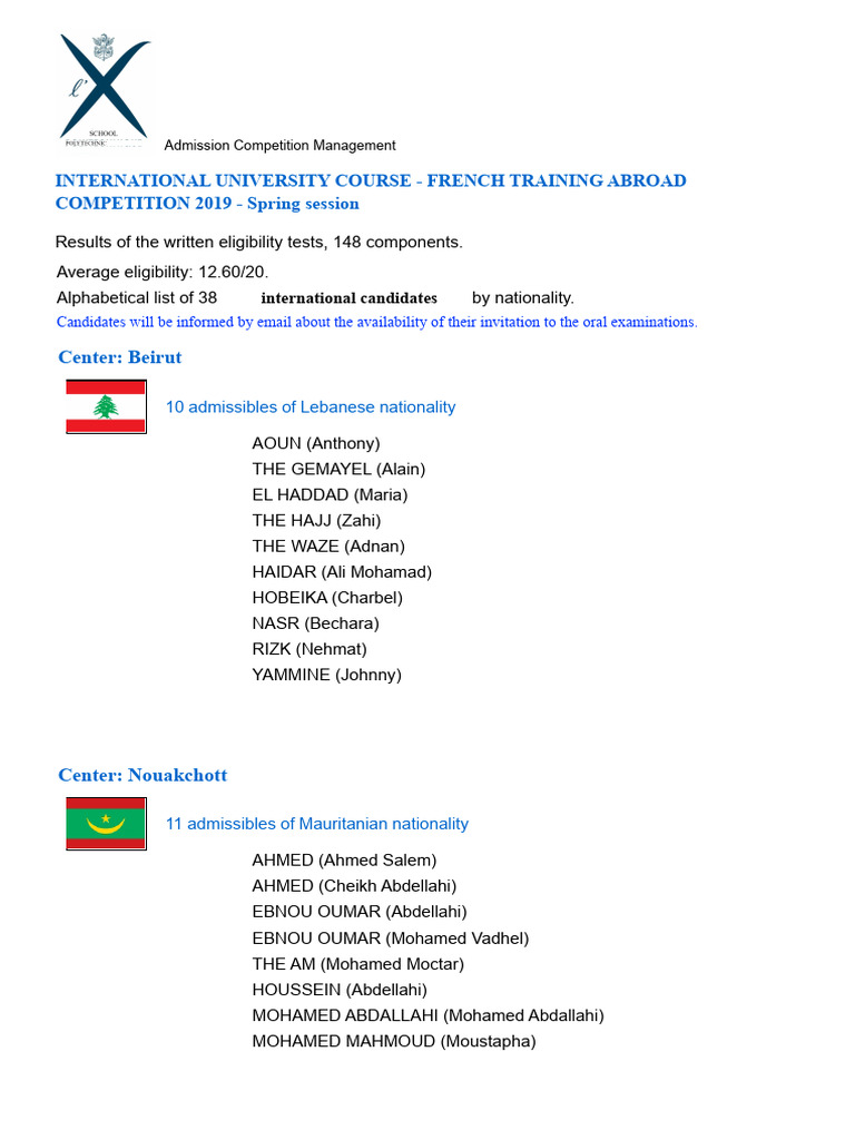 Eligible FUI FF 2019 Spring Session | PDF