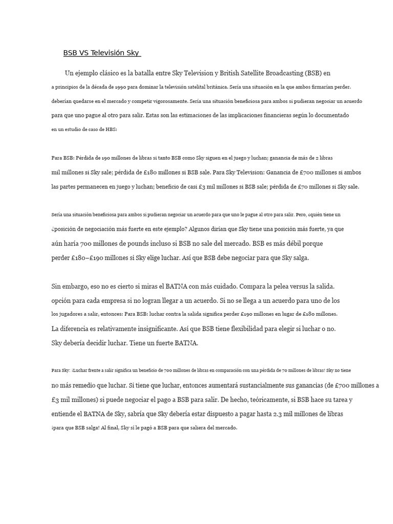 BSB vs Televisión Sky | PDF