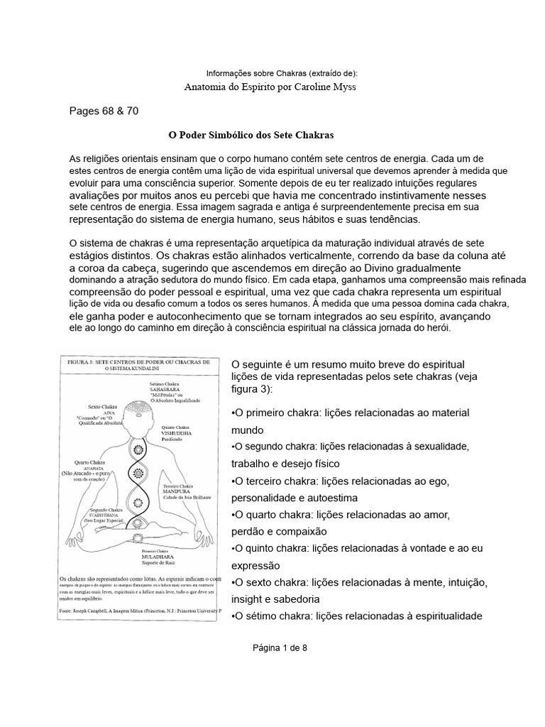 Chakras - Da Anatomia do Espírito por Myss | PDF | Chacra | Física