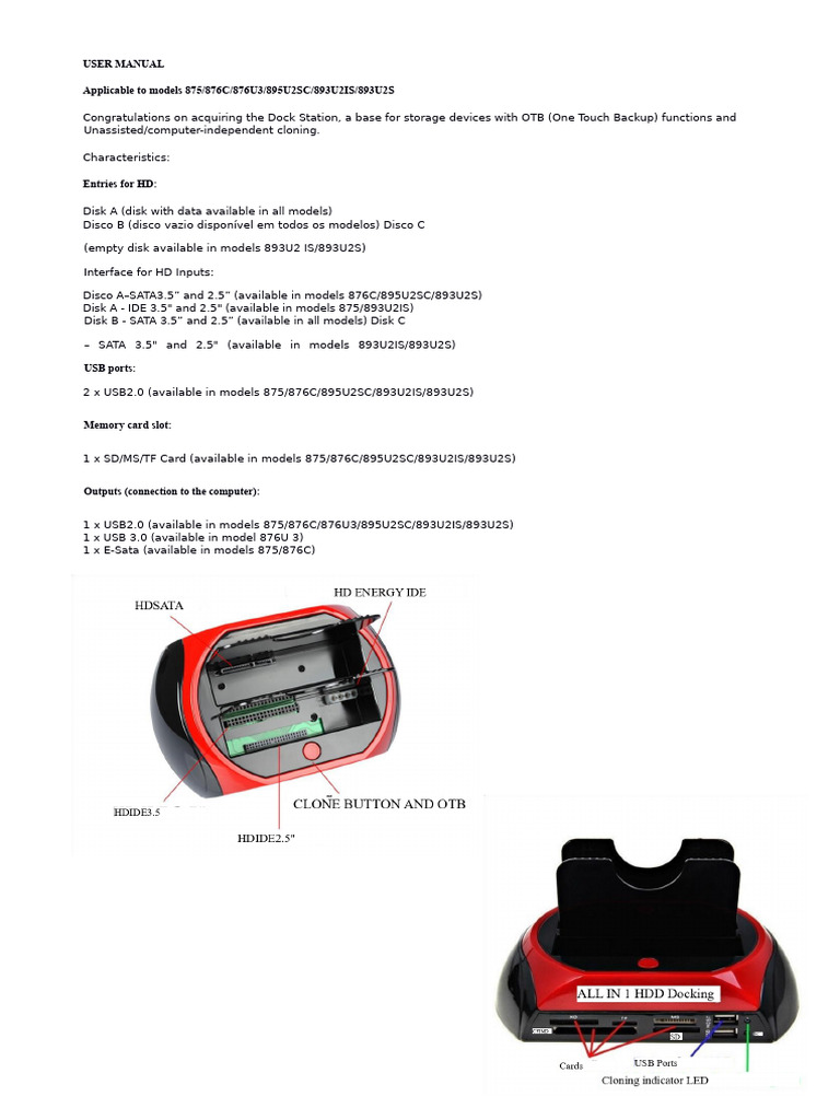 Dock Station 875 - User Manual | PDF | Usb | Office Equipment