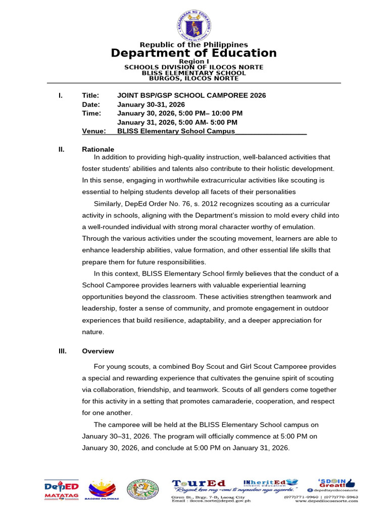 BSP GSP Proposal 2025 2026 Bliss | PDF | Scouting | Leadership