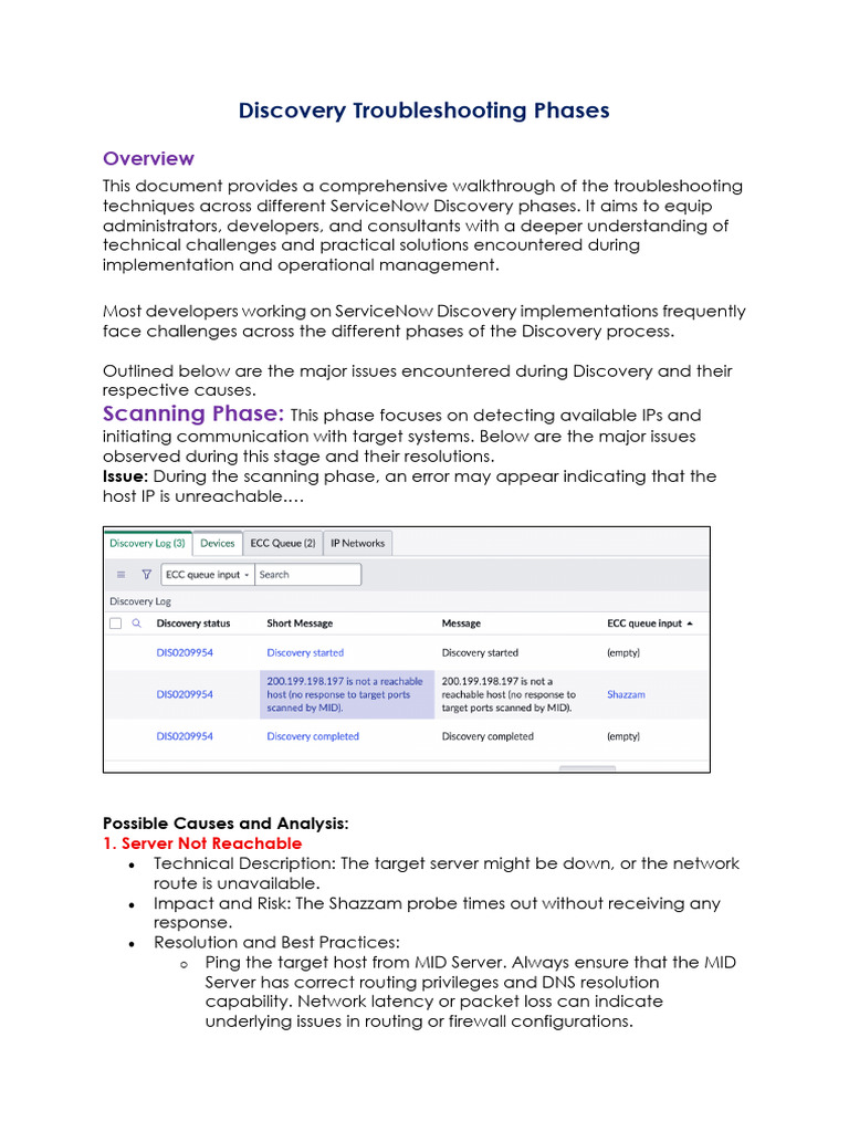 ServiceNow Discovery Troubleshooting Guide | PDF | Port (Computer ...