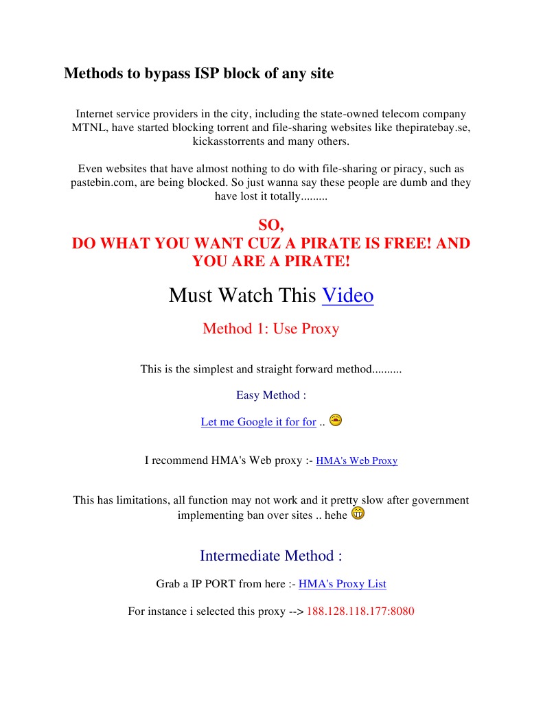 Methods To Bypass Isp Block Of Any Site Pdf Secure Shell Computer Network