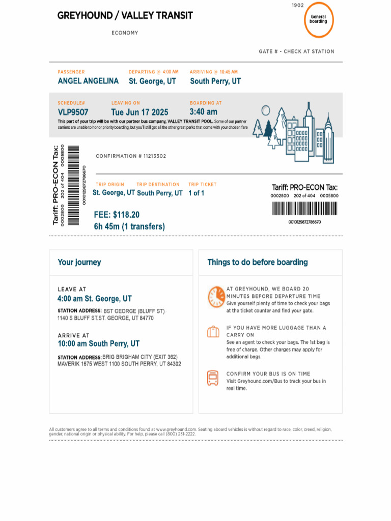 743620527 Greyhound Ticket UT | PDF