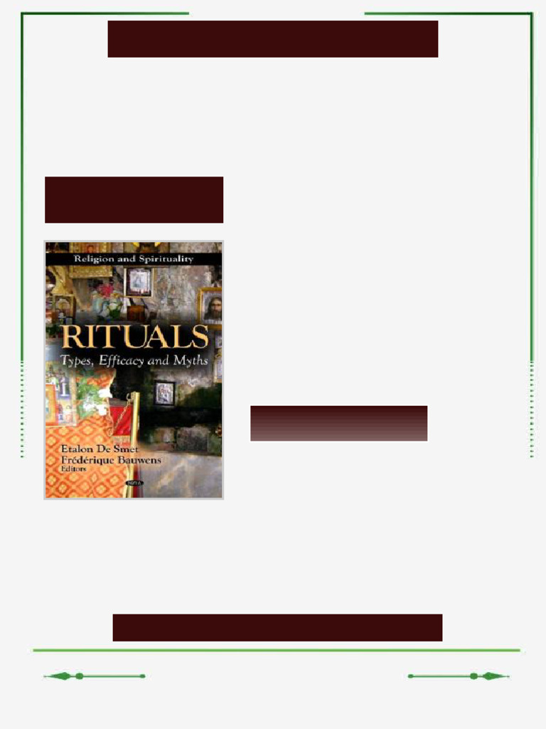 Rituals Types Efficacy and Myths 1st Edition Etalon De Smet ebook ...
