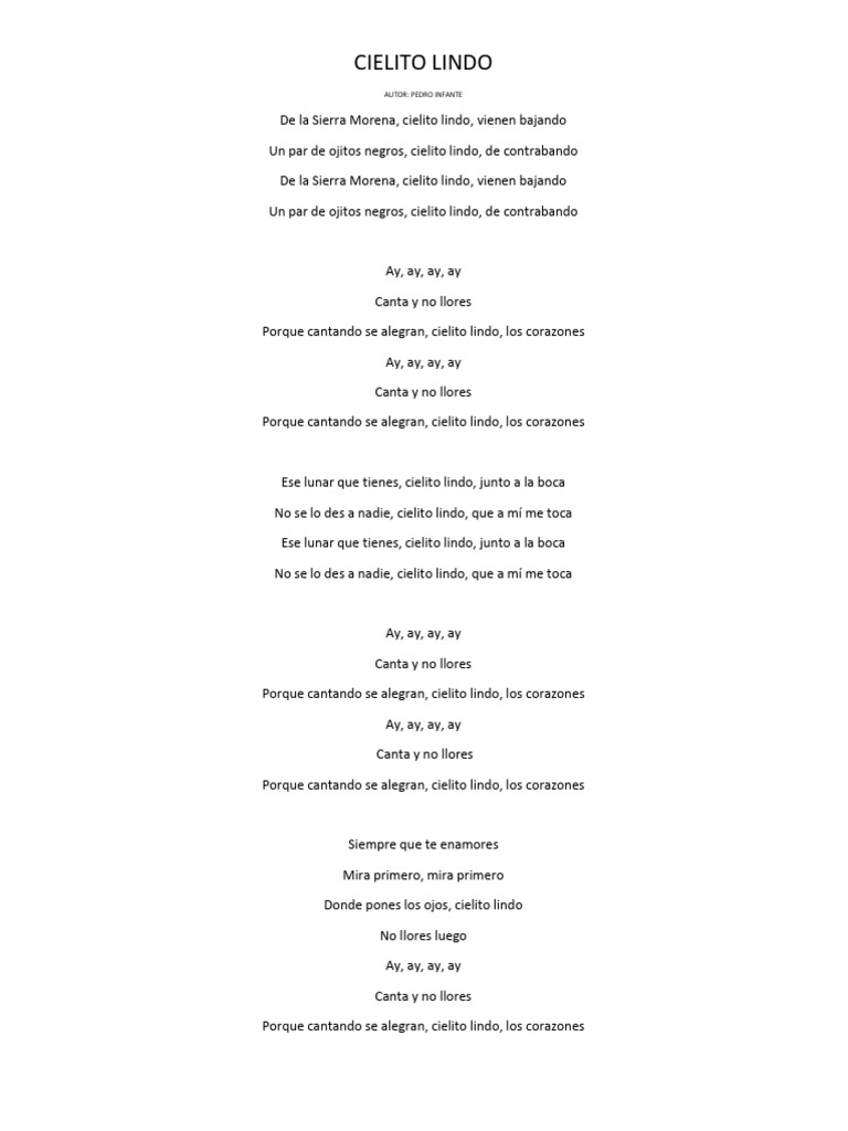 Cielito Lindo: Letra y Significado | PDF