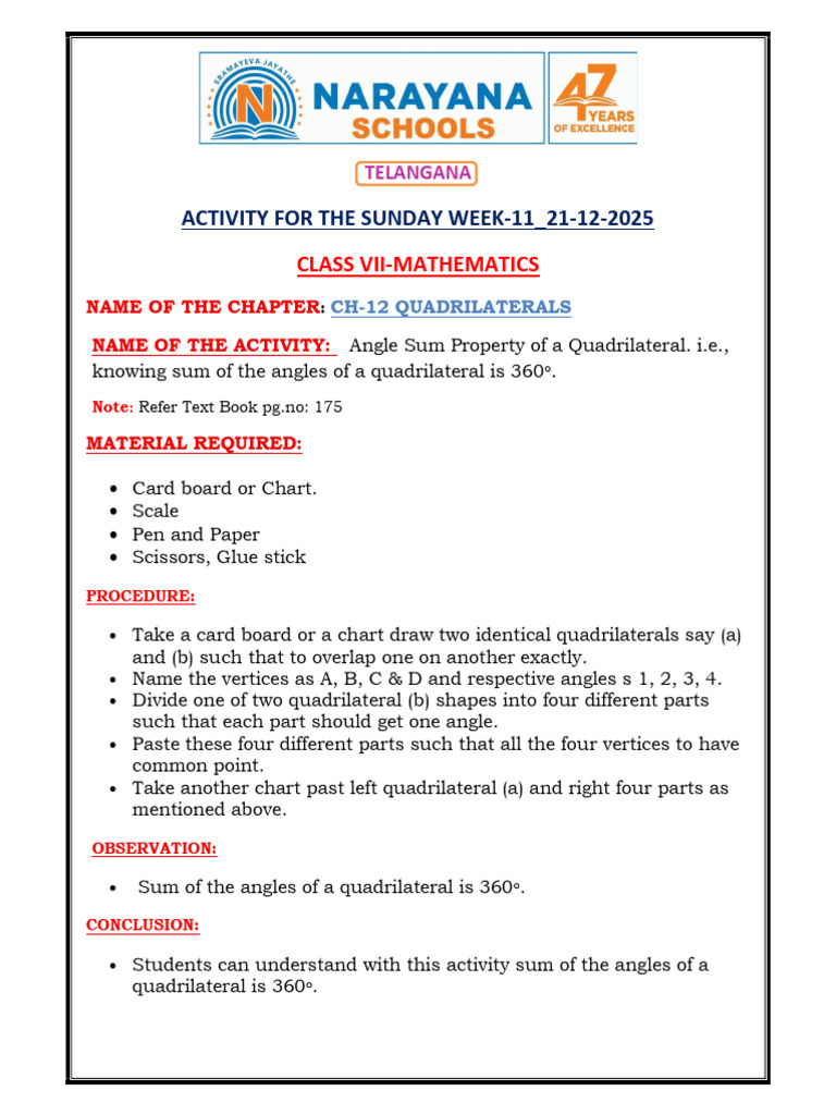 03 Tg Sunday Maths Activity Class-Vii Week-11 Dt 21-12-2025 | PDF