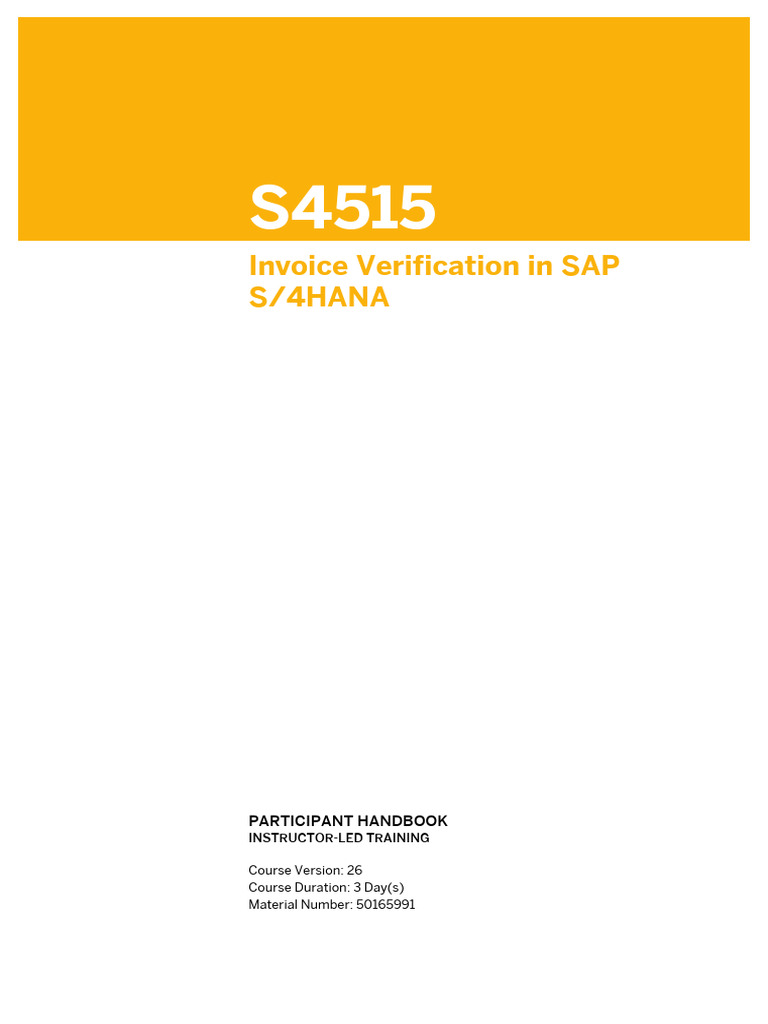 SAP S/4HANA Invoice Verification Guide | PDF | Invoice | Receipt