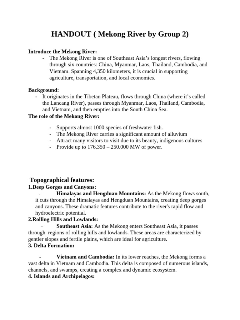 Handout Group 2 2 | PDF | Mekong | River