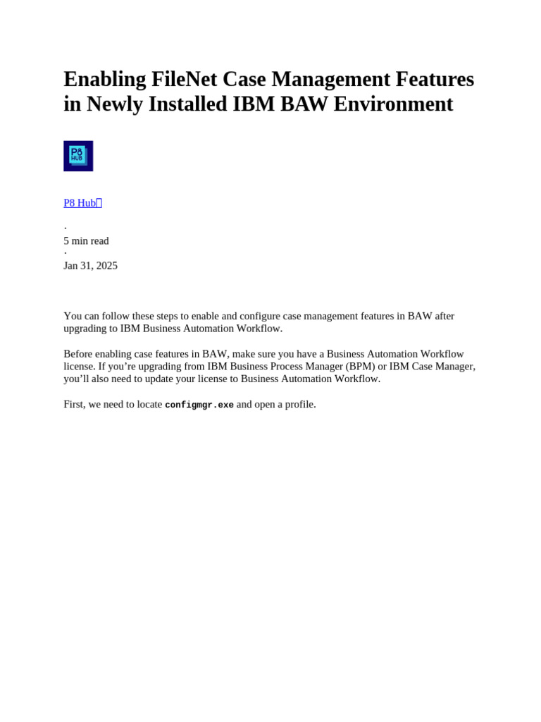 Enable IBM BAW Case Management Features | PDF | Information Technology ...