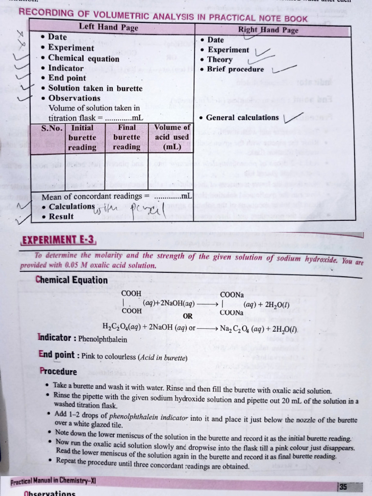 Volumetric Analysis Practical Guide | PDF | Titration | Chemistry