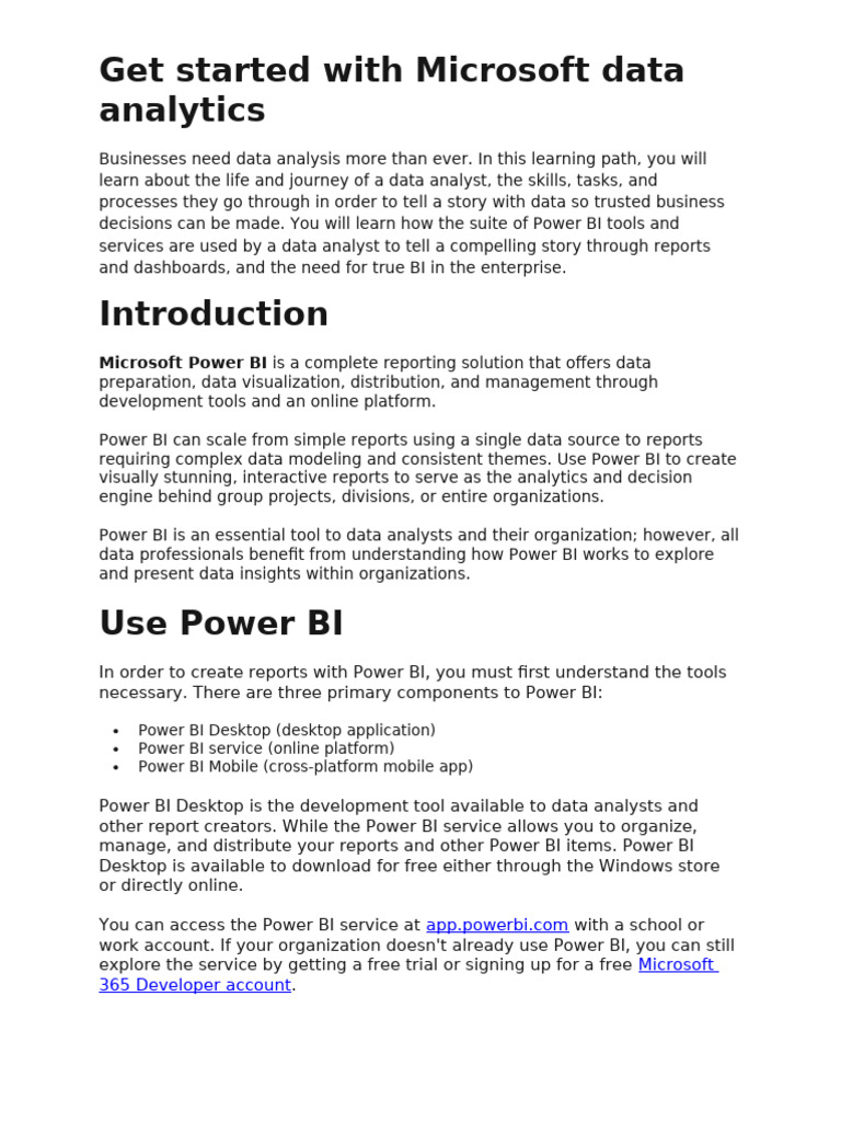 Get Started With Microsoft Data Analytics_module2 | PDF | Microsoft ...