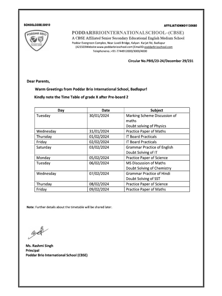 10th Timetable After Pre Board | PDF