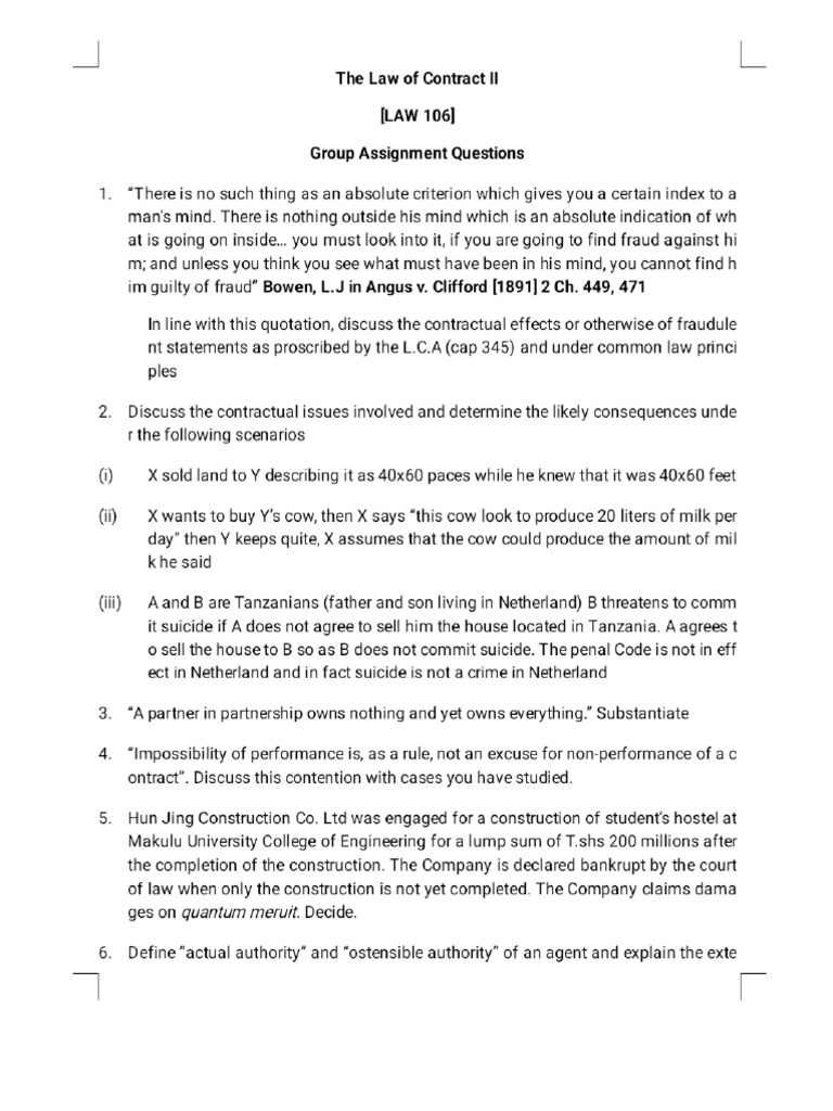 Edited Contract Seminar Questions. - Phoenix | PDF