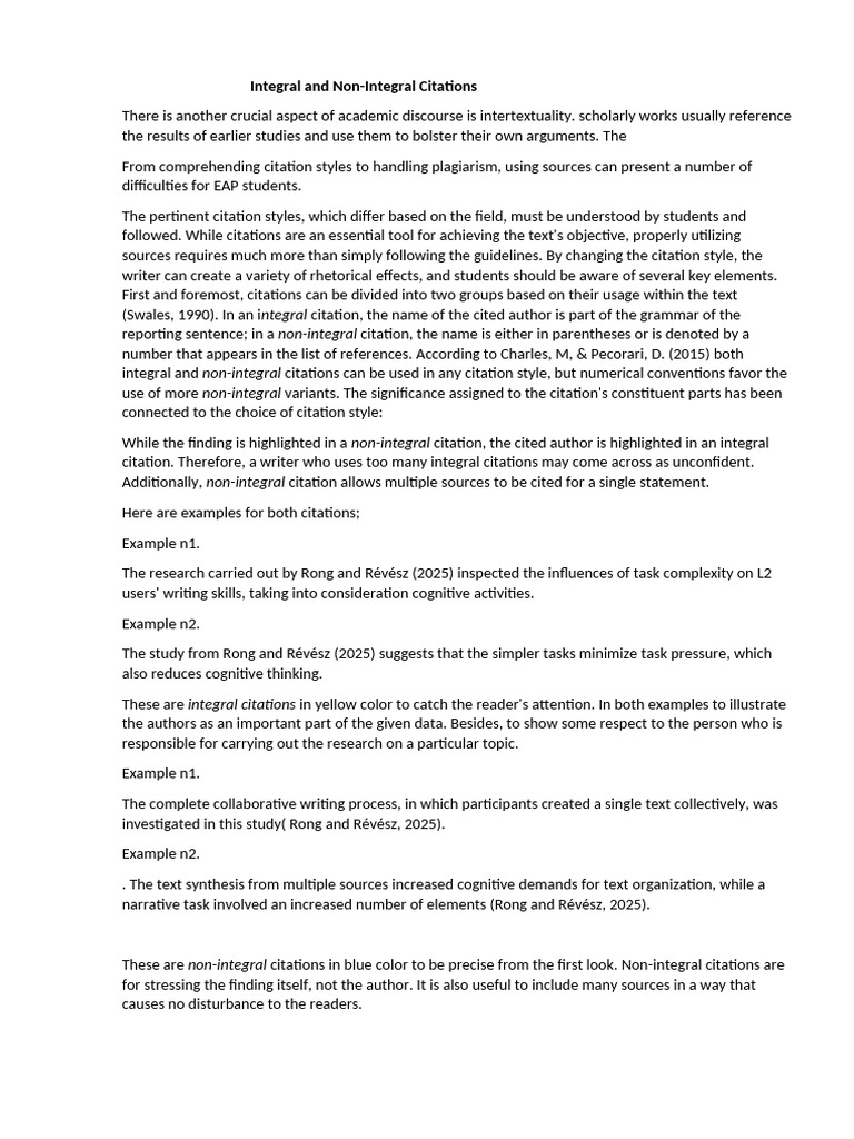 Integral and Non | PDF | Citation | Reading Comprehension