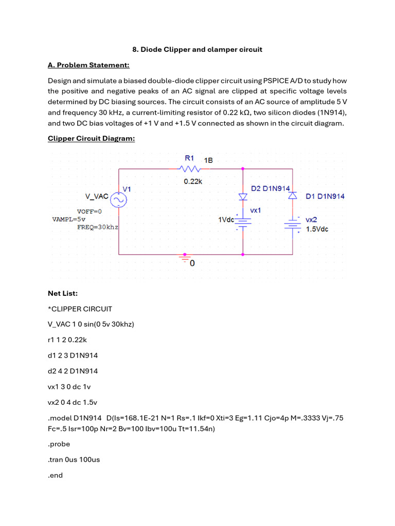 Diode Clipper and Clamper Circuit Design | PDF | Diode | Electrical Network