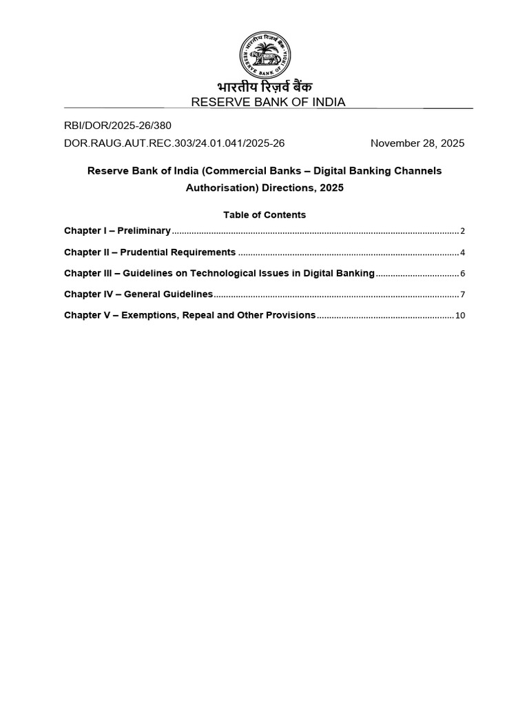 RBI Digital Banking Guidelines 2025 | PDF | Banks | Online Banking
