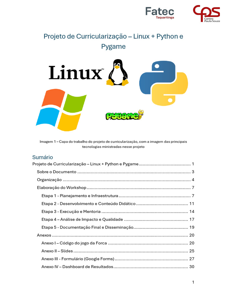 Projeto de Curricularização – Linux + Python e Pygame | PDF | Linux ...