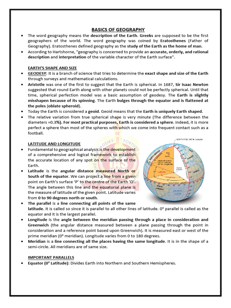 Basics of Geography-1 | PDF | Equator | Latitude