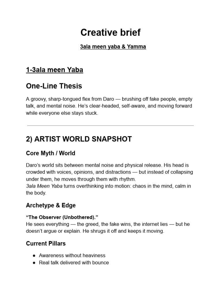 DARO - 3ala Meen Yaba& Yamma Creative Brief For Artworks and Visual ...