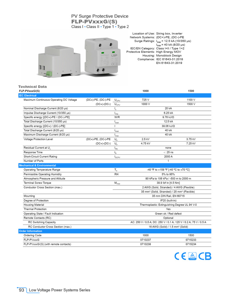 LSP Catalog - Type 1+2 PV Surge Protective Device FLP-PVXXXG Series ...