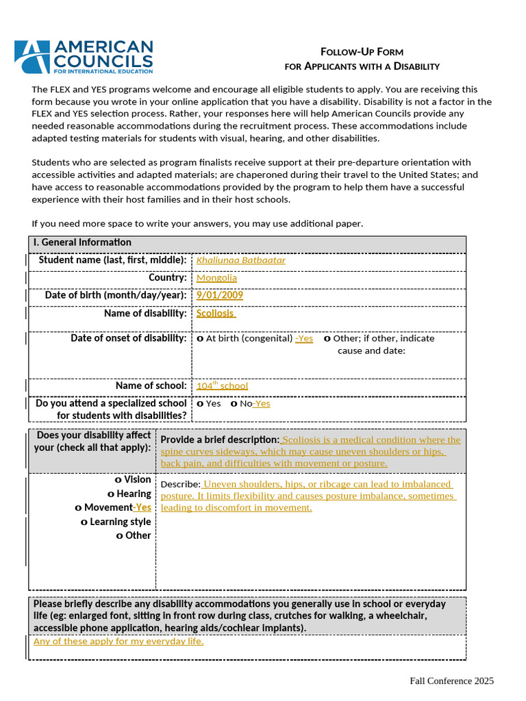 R1-2 Follow Up Form For Applicants With A Disability 2025 | PDF ...