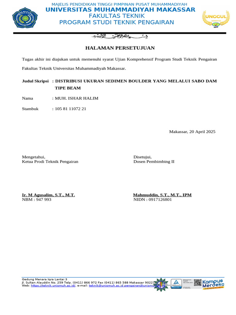 Format Halaman Persetujuan Ujian Komprehensif | PDF