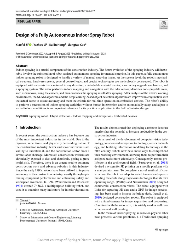 Autonomous Indoor Spray Robot Design | PDF | Robot | Robotics