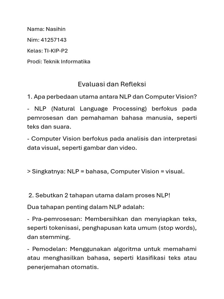 Perbandingan NLP dan Computer Vision | PDF