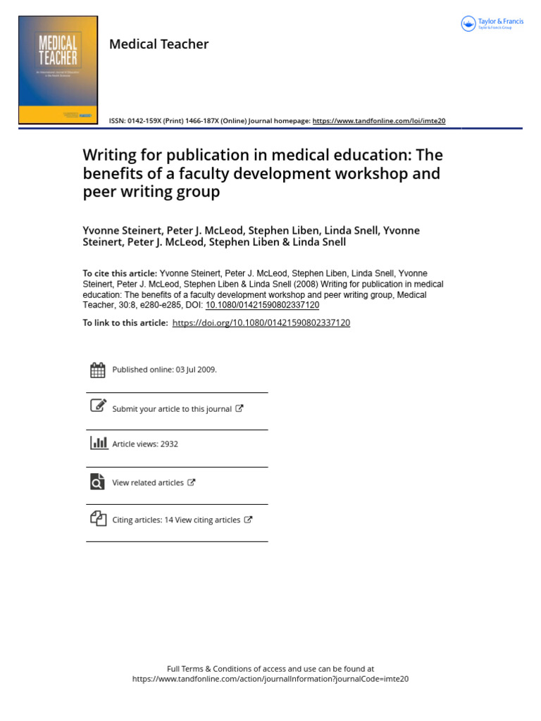Faculty Development in Medical Writing | PDF | Medical Education ...
