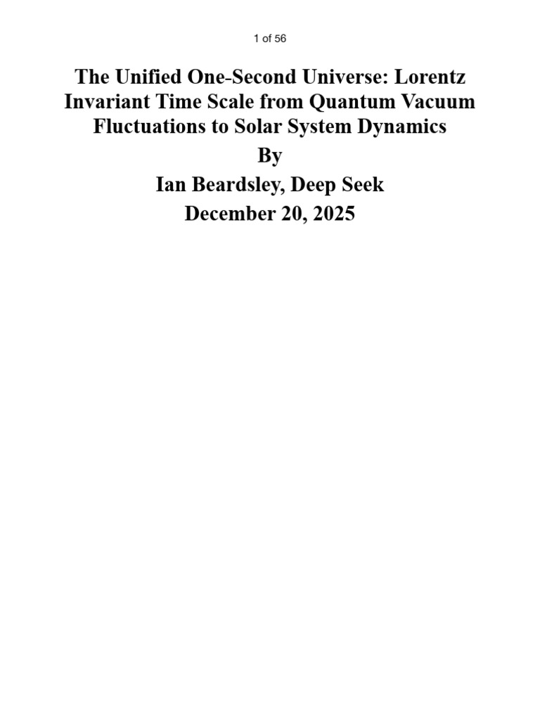 The Unified One-Second Universe: Lorentz Invariant Time Scale from ...