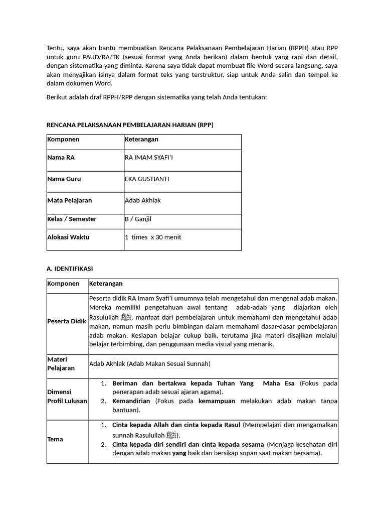 Contoh Rpph Kbc Bimtek | PDF