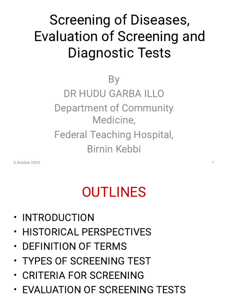 Screening and Screening Tests | PDF | Sensitivity And Specificity ...