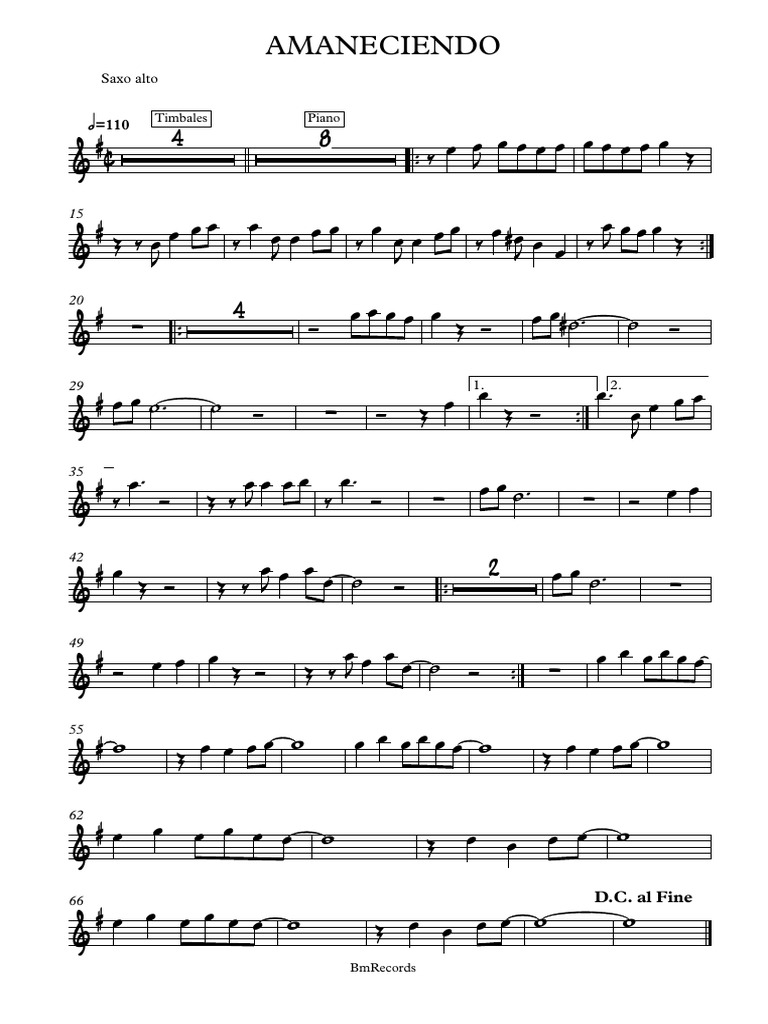 AMANECIENDO - Saxofón Contralto | PDF