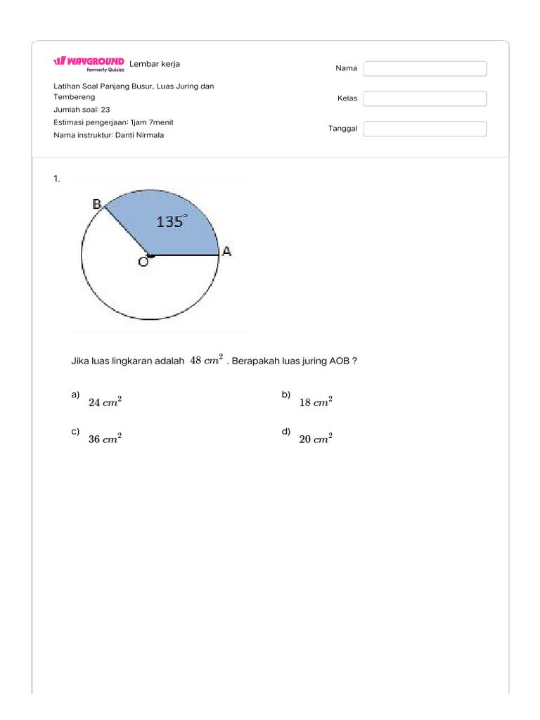 Latihan Soal Juring dan Busur Lingkaran | PDF