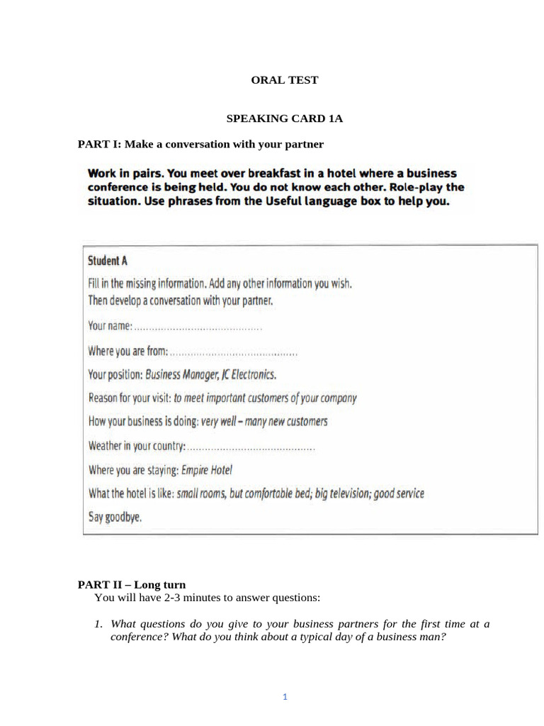 TOPIC CARDS FOR ORAL TEST Communicative English | PDF | Conversation ...