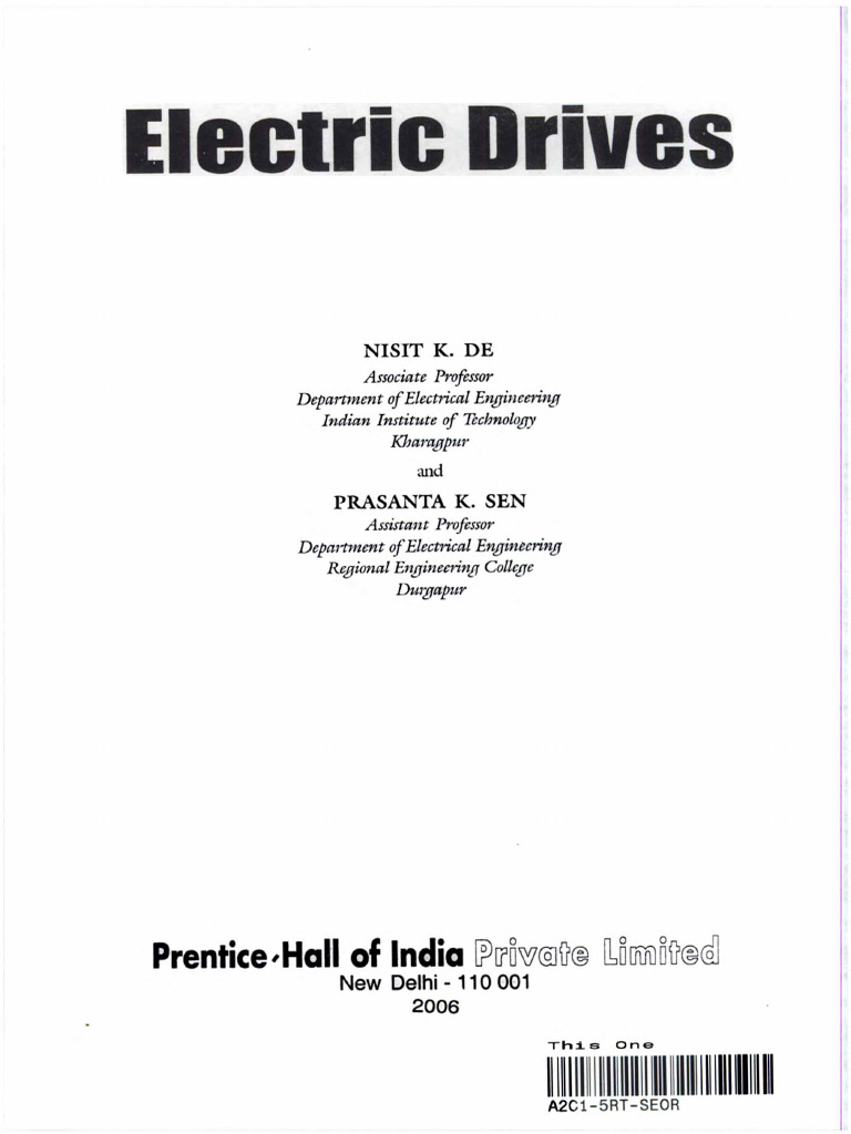 Electric Drives (N. K. DW, P. K. SEN) (Z-Library) | PDF
