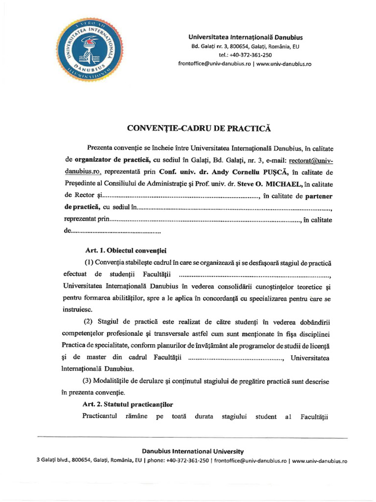 Conventie de Practica | PDF