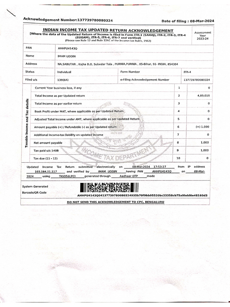 Itr 2023 | PDF