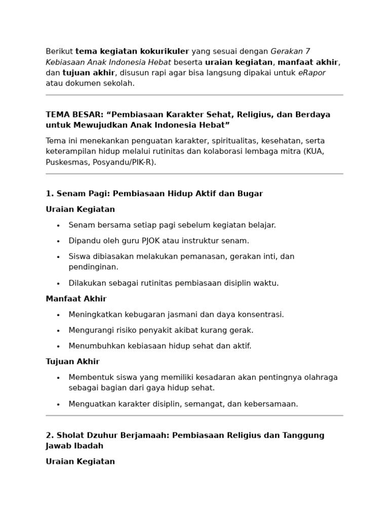 Rencana Kokurikuler Ganjil 2025 | PDF