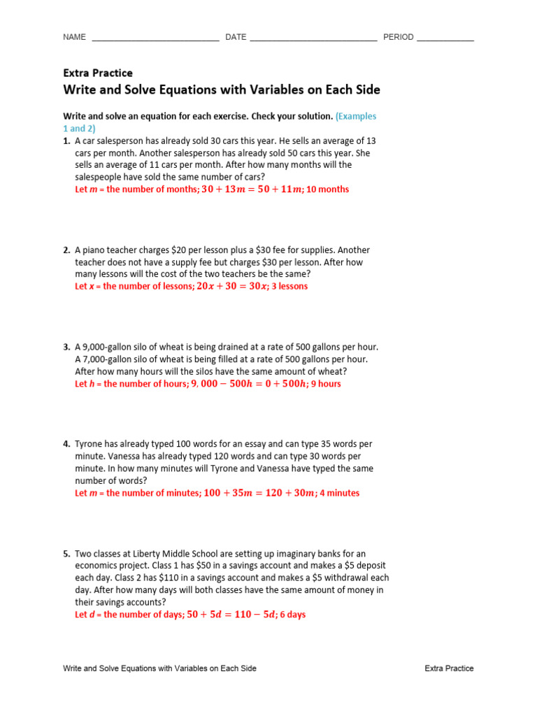 ANSWERS Lesson 3-2 Extra Practice | PDF | Fee