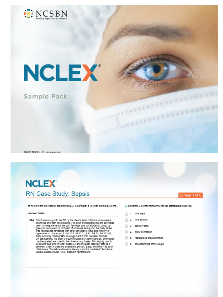 NCLEX Sample Pack | PDF | Thorax | Emergency Department