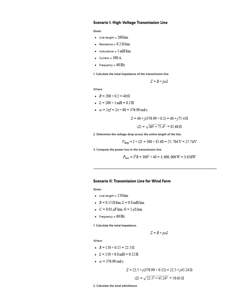 transmission line problem math solution | PDF | Electric Power ...