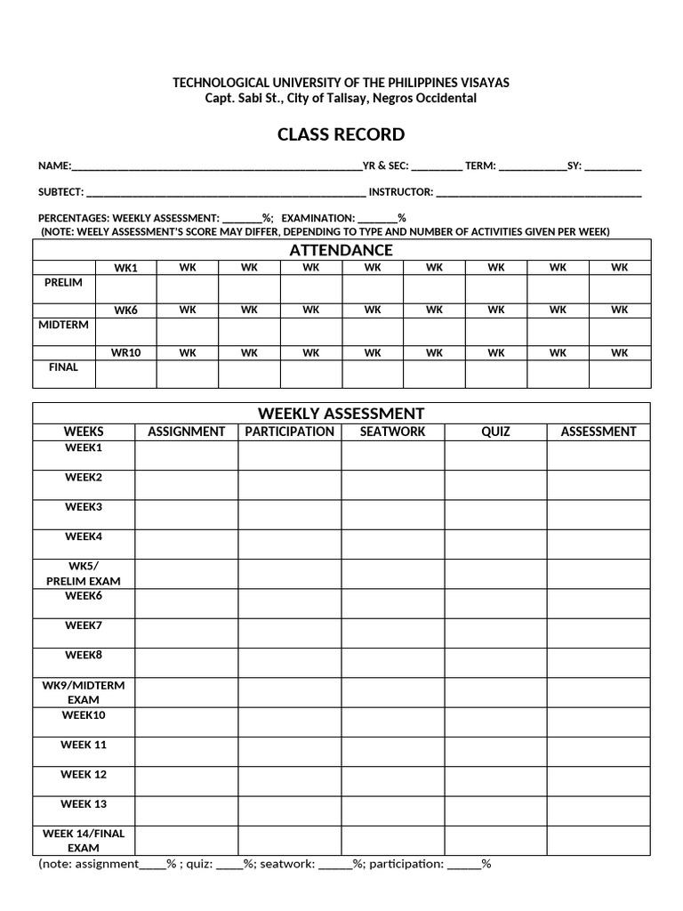 Class Record Personal | PDF