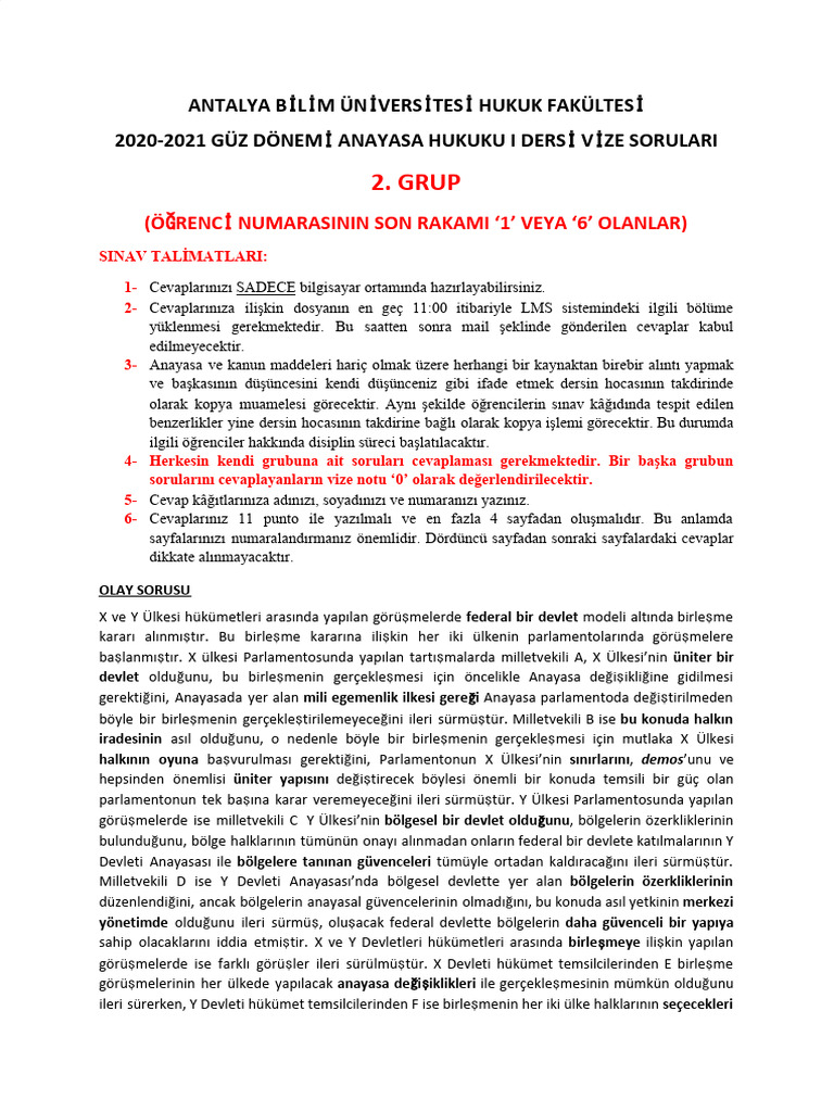 Grup - Öğrenci̇ Numarasinin Son Rakami 1' Veya 6' Olanlar | PDF